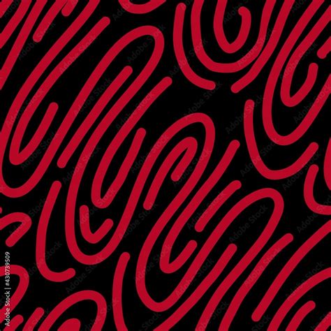 Seamless Geometric Pattern Of Red Sinuous Lines On A Black Background Design Of Background