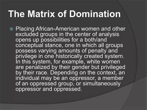 Black Feminist Thought In The Matrix Of Domination Pptx