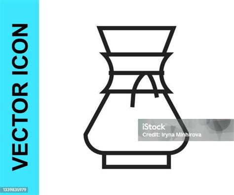 흰색 배경에 고립 된 커피 메이커 아이콘 위에 검은 줄 부어 커피를 양조하는 다른 방법 커피 문화 벡터 가리기에 대한 스톡 벡터