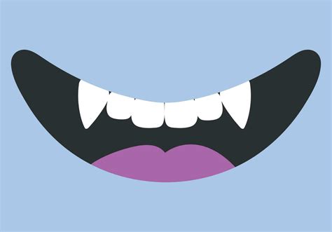 Cartoon Smiling Mouth With Fangs Monsters Or A Vampire Smile Cute