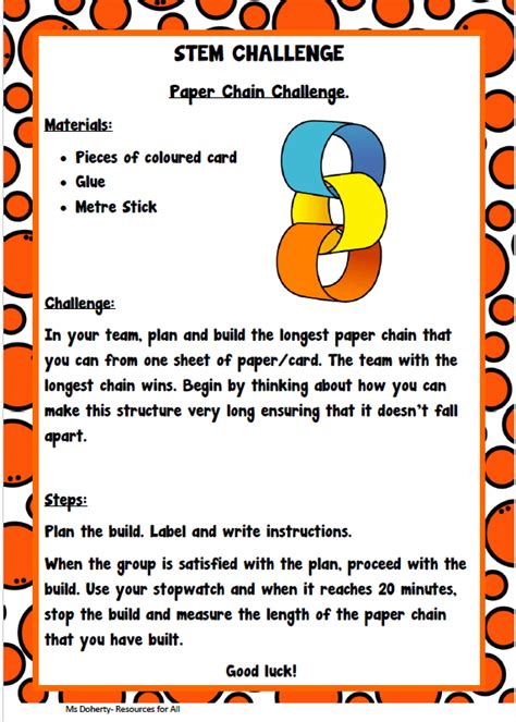 Mash Back To School Stem Challenge Paper Chain