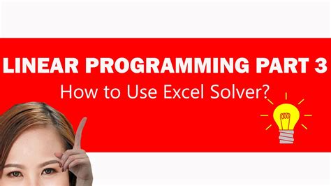 Linear Programming Solution Using Ms Excel Solver Add In Youtube