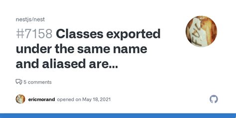 classes exported under the same name and aliased are confused as the same token by the