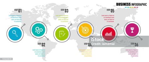 인포그래픽 디자인 벡터 및 비즈니스 아이콘6가지 프레젠테이션 보고서 및 웹사이트 최신 프로젝트 관리 템플릿 개념에 대한 스톡 벡터 아트 및 기타 이미지 Istock