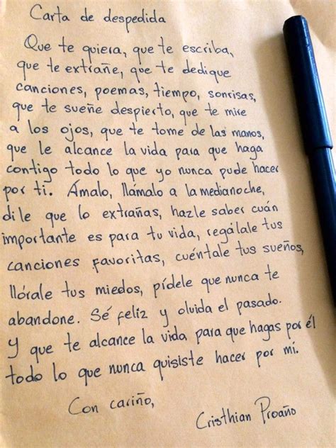 Carta Triste De Despedida Egresado
