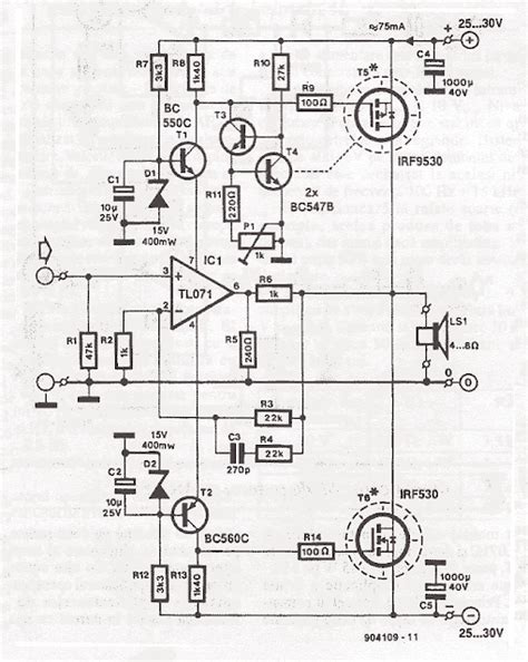 Irf9530 Irf530 Audio Amplifier 70 W Loublet Schematic