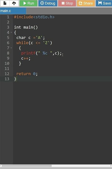 C Program To Print All Uppercase Alphabets Using While Loop Shorts