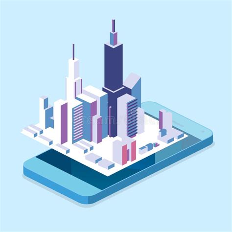 Flat 3d Isometric Mobile Navigation Maps Info Graphic With Marker Stock Illustration