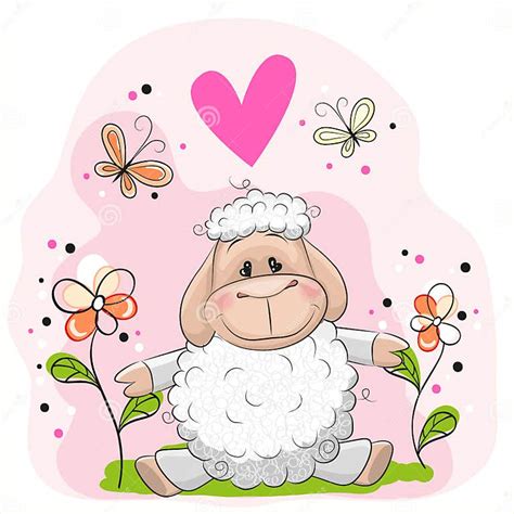 Ovejas Con Las Flores Ilustración Del Vector Ilustración De Postal