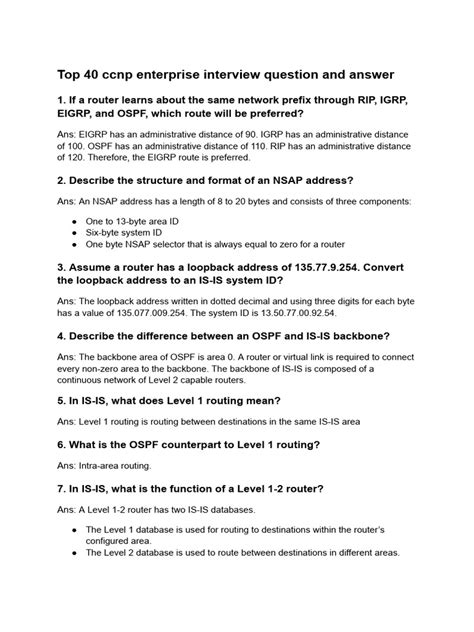 Top 40 Ccnp Enterprise Interview Question And Answer Pdf Multicast