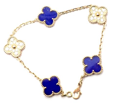 Van Cleef And Arpels Limited Edition Vintage Alhambra Diamond Lapis