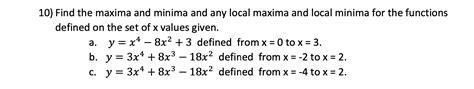 Solved Find The Maxima And Minima And Any Local Maxima Chegg Com