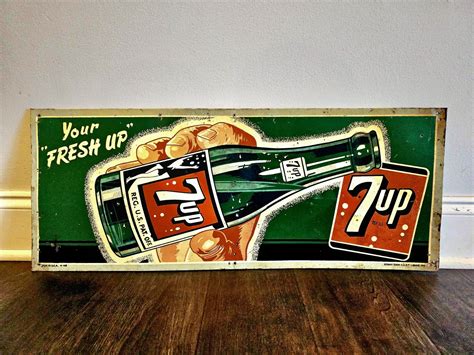 Vintage 7 Up Metal Sign 7up Soda Sign Pop Advertising Sign Ebay