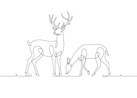 Deer Line Art Icon A Pair Of Deer Continuous Line Drawing Deer One