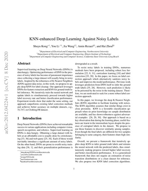 Knn Enhanced Deep Learning Against Noisy Labels Deepai