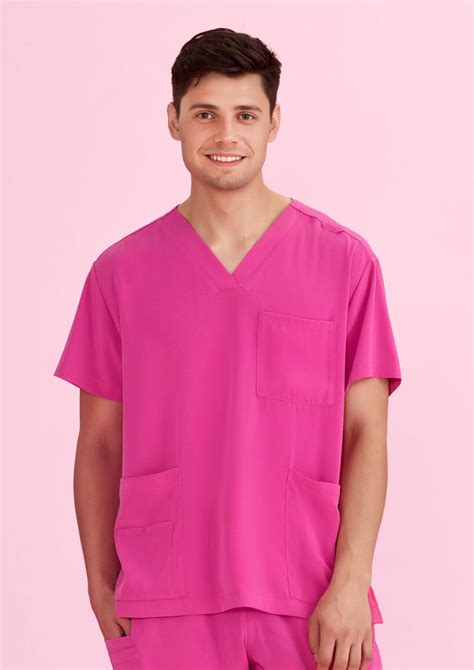 Biz Care Unisex Pink V Neck Scrub Top Cst250us Medical Uniforms Nz