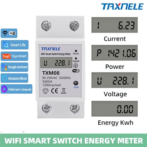 WIFI Smart Switch TUYA Energy Meter Kwh A Metering Circuit Breaker Timer With Over Voltage