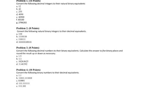 Solved Convert The Following Decimal Integers To Their