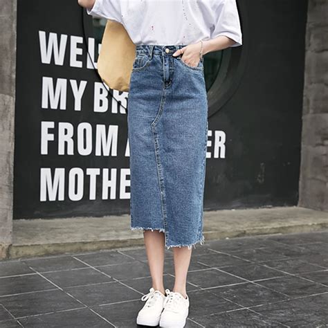 Летние джинсовые юбки для женщин с высокой талией и карманами длинная джинсовая юбка для