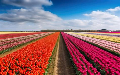 Premium Ai Image Tulip Fields In The Netherlands