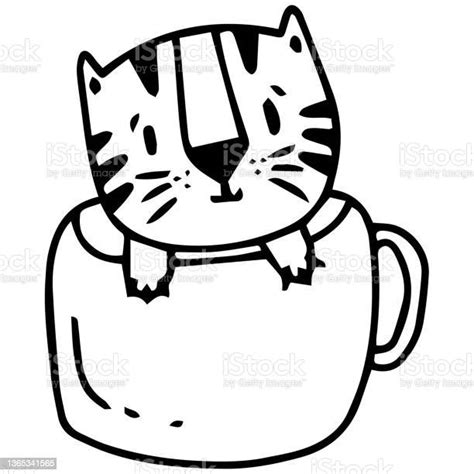 귀여운 호랑이 에 커피 머그잔 차 컵 손으로 그린 낙서 아트 일러스트 0명에 대한 스톡 벡터 아트 및 기타 이미지 0명 고양이 새끼 낙서 드로잉 Istock