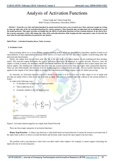 Pdf Analysis Of Activation Functions