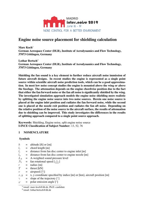Pdf Engine Noise Source Placement For Shielding Calculation