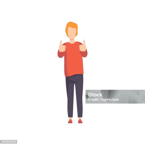 가입 멋진 익명 사람 문자 몸짓 벡터 일러스트는 흰색 바탕에 두 엄지손가락을 보여주는 제스처를 보여주는 젊은 남자 감정에 대한 스톡 벡터 아트 및 기타 이미지 Istock