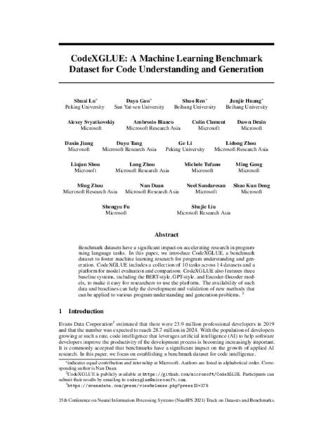 Pdf Codexglue A Machine Learning Benchmark Dataset For Code Understanding And Generation