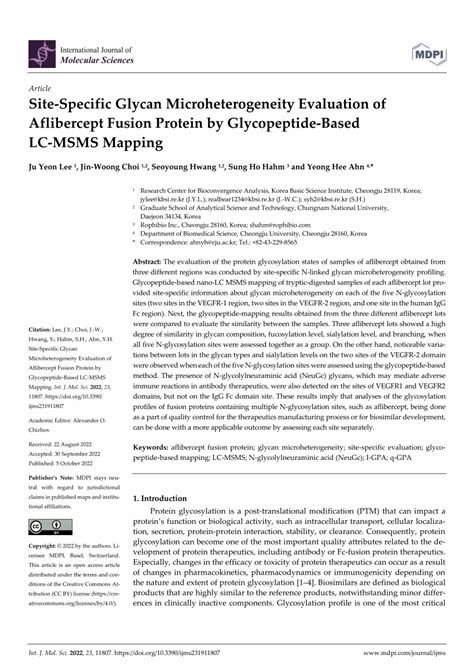 Pdf Site Specific Glycan Microheterogeneity Evaluation Of Aflibercept