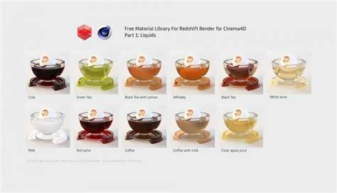 redshift material library part1 liquids cover 3dzip 3d model