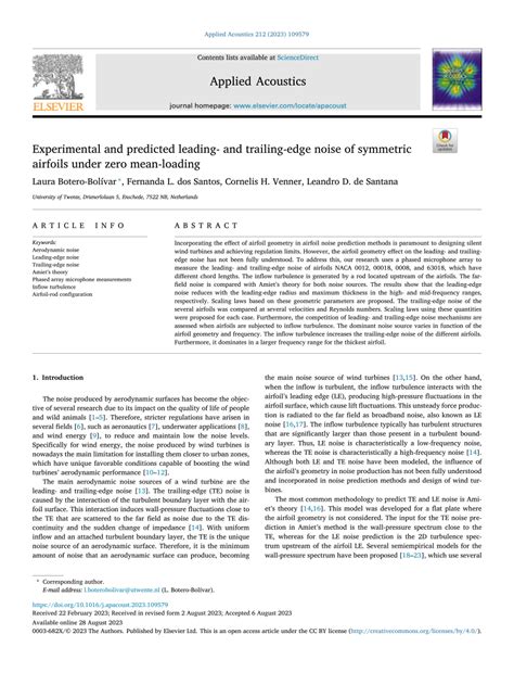 Pdf Experimental And Predicted Leading And Trailing Edge Noise Of