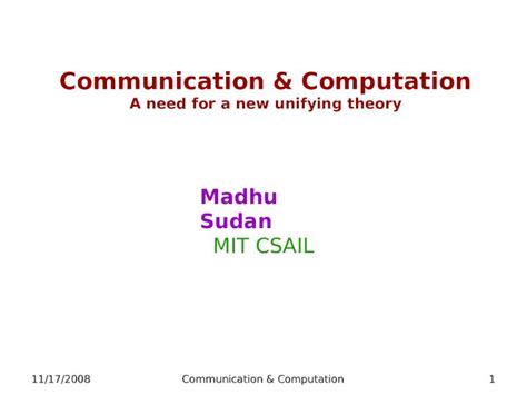 Ppt Communication And Computation A Need For A New Unifying Theory
