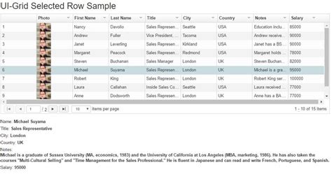 Get Selected Row Column Values In Angularjs Ui Grid In Mvc