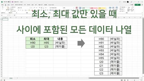 문자숫자 조합의 코드가 최소 최대만 입력되어 있을 때 사이에 포함된 모든 코드를 나열하는 방법 Youtube