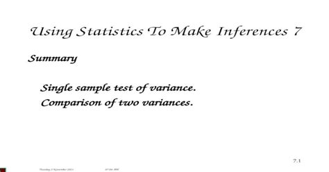 Ppt 711 Using Statistics To Make Inferences 7 Summary Single Sample