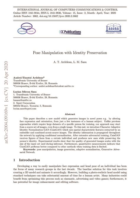 Pose Manipulation With Identity Preservation Deepai