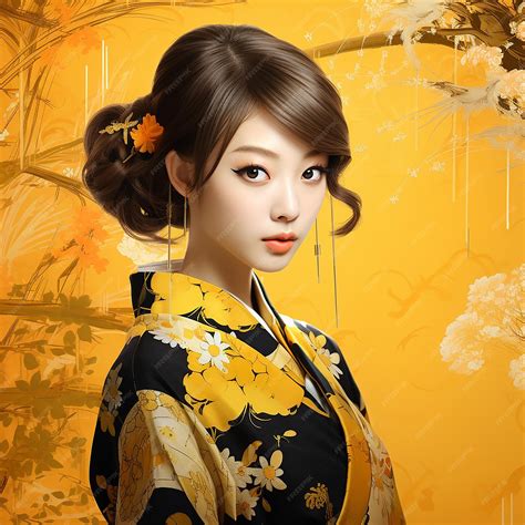 Premium Ai Image Pictures Of Beautiful Japanese Girls Yellow Background