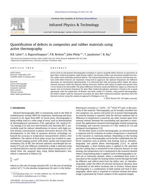 Pdf Quantification Of Defects In Composites And Rubber Materials Using Active Thermography