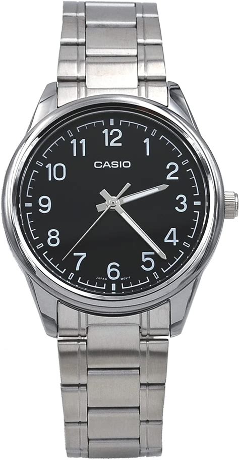 Casio Mtp V005d 1b4 Mens Standard Stainless Steel Numbers Black Dial Analog Watch