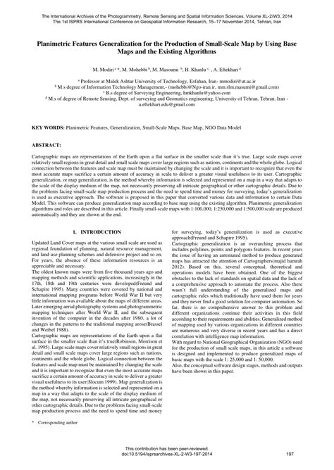 Pdf Planimetric Features Generalization For The Production Of Small