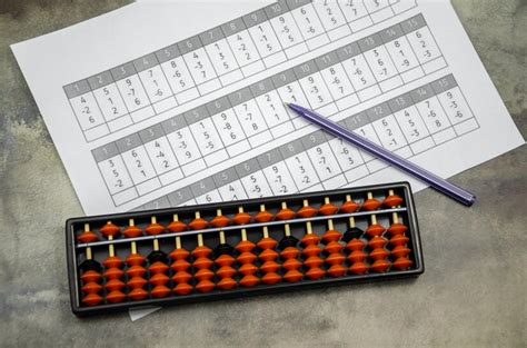 Premium Photo Abacus For Mental Arithmetic On Background Of Sheet Of Paper With Examples For