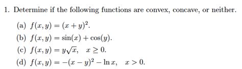 Solved Determine If The Following Functions Are Convex Chegg Com