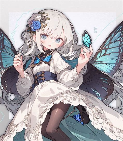 蝶插画师雨夏的ai绘图（女孩）插画图片 Bobopic