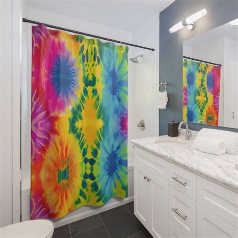 Hippie Rainbow Tie Dye Shower Curtain Retro Vintage Boho Vibes For Your