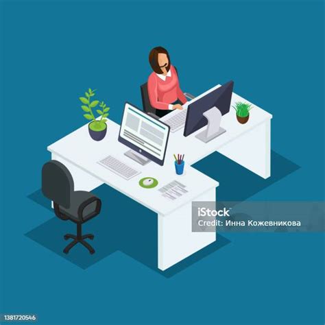 직장 컴퓨터에서 작업할 수 있습니다 노트북 화면을 보고 사업가 3차원 형태에 대한 스톡 벡터 아트 및 기타 이미지 3차원 형태 경영자 고용과 노동 Istock