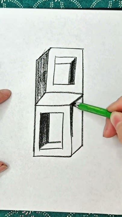 立体画叠着的箱子简笔画教程，可以穿铅笔 Diy 学生党 整蛊 魔术 Art Nailart Drawing 手绘 Nails