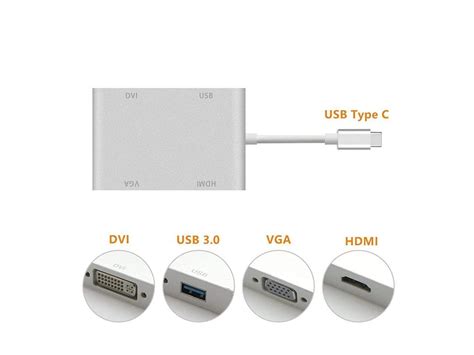 USB Type C To HDMI VGA DVI USB 3 0 Adapter Ido Lk