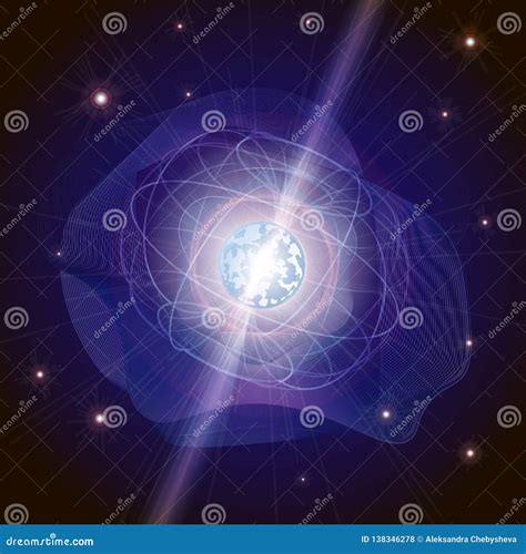Pulsar Star Magnetar Neutron Star With Radiation Ray Waves Magnetar With Magnetic Field