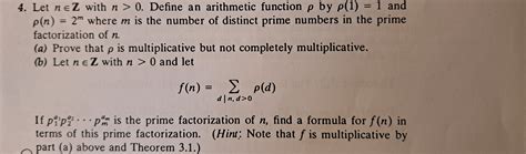 solved 4 let n∈z with n 0 define an arithmetic function ρ